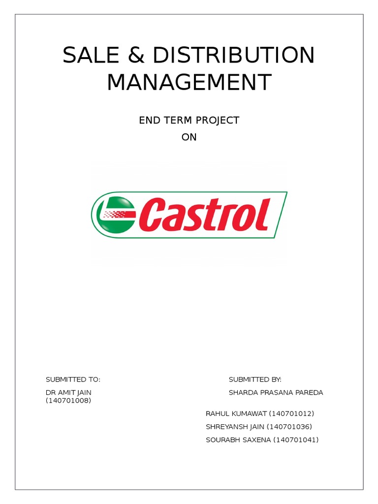 Sales and Distribution Management of Castrol | PDF | Filling Station ...