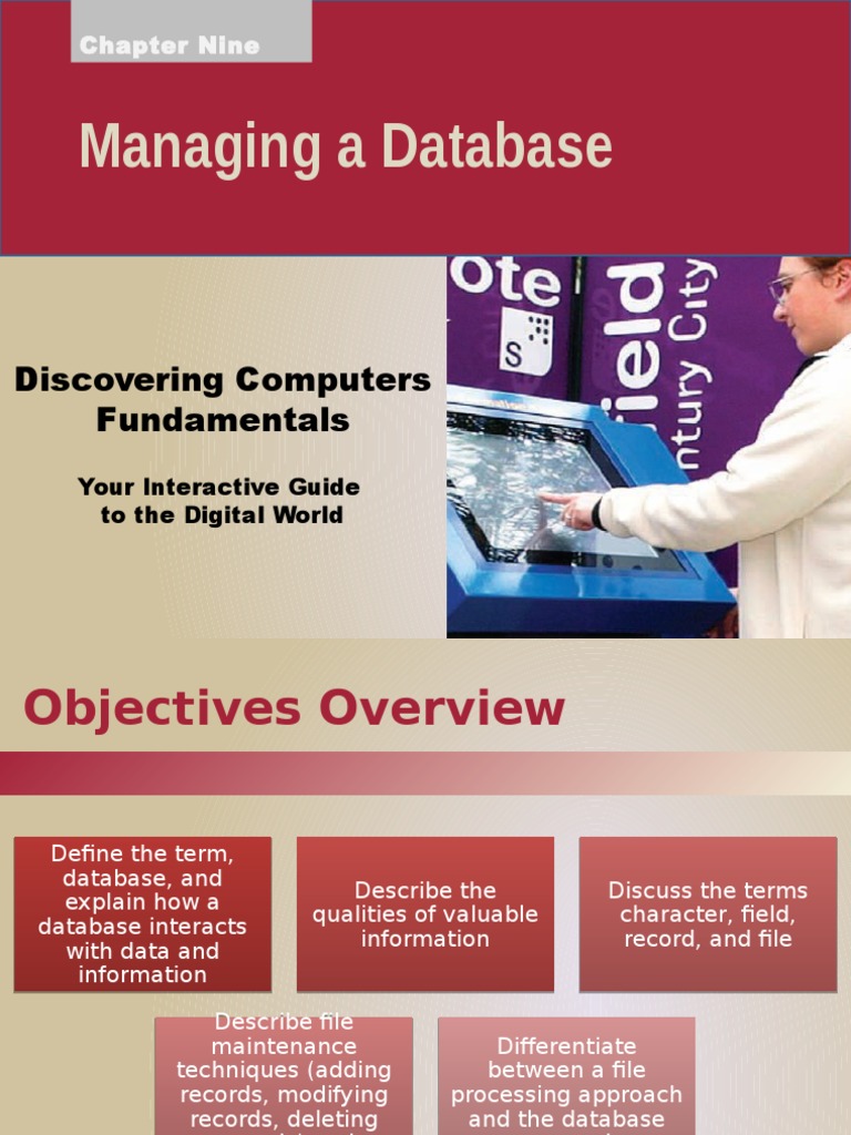 Managing A Database: Discovering Computers Fundamentals | PDF | Relational Database | Databases