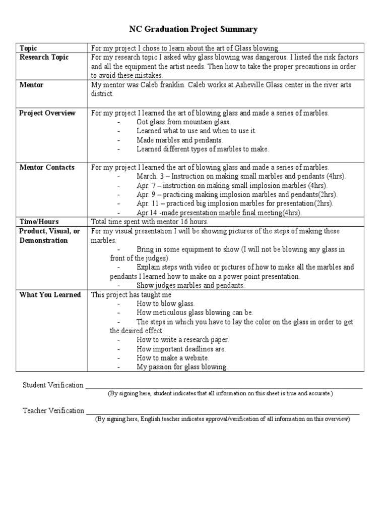 NC Graduation Project Summary: Topic Research Topic | PDF | Mentorship ...