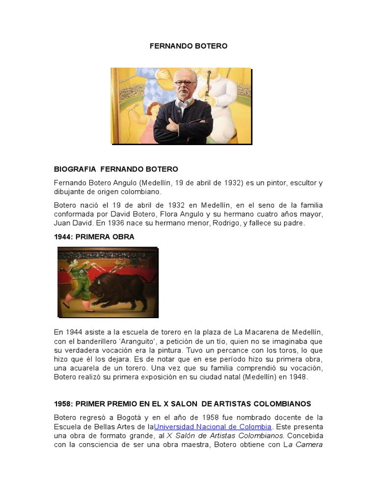 Biografía de Fernando Botero | PDF | Artes (general)