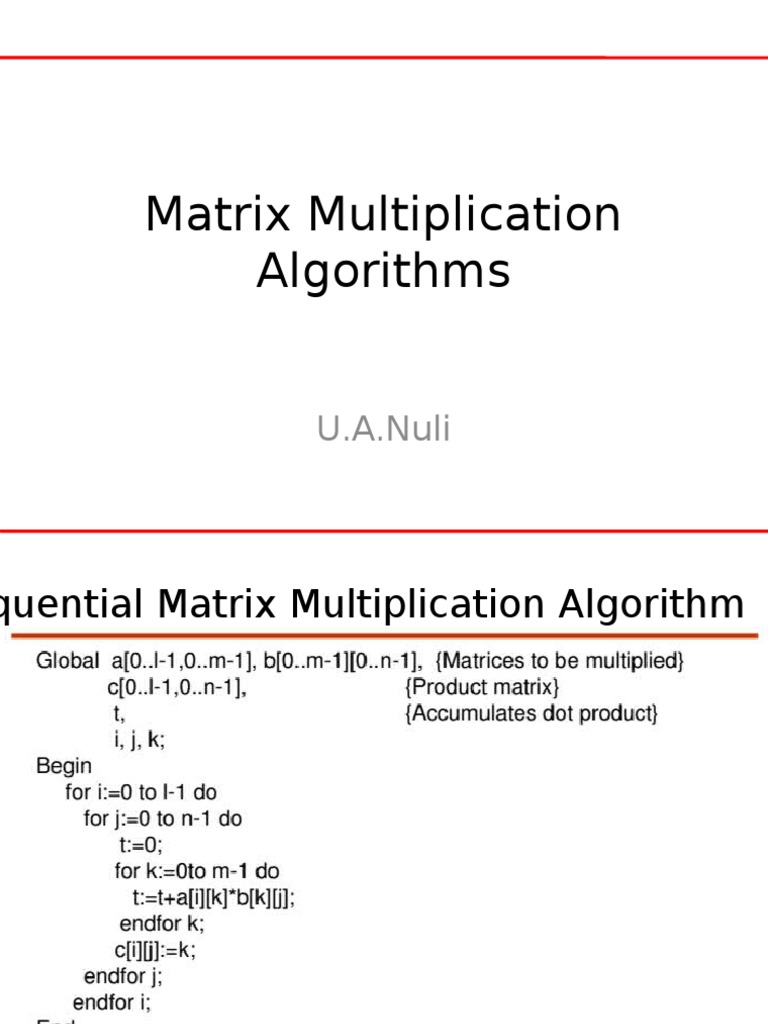 Matrix Multiplication Algorithms Matrix Mathematics Linear Algebra