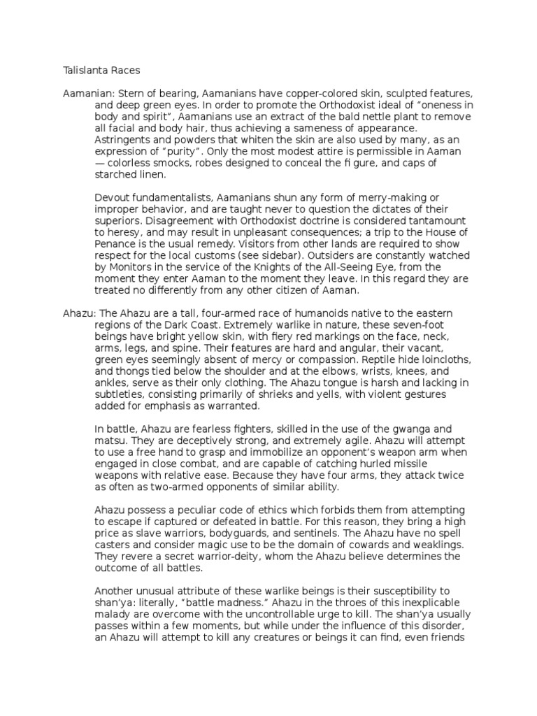 Talislanta Races | PDF | Armed Conflict