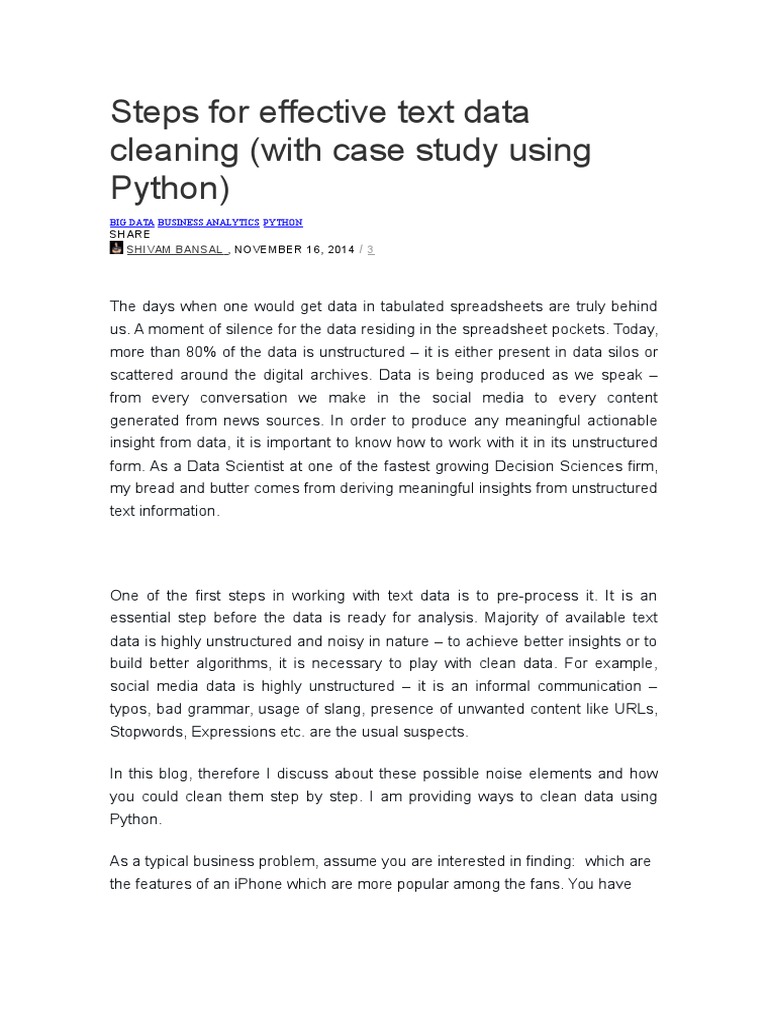 Steps For Effective Text Data Cleaning | PDF | Code | Computer Data