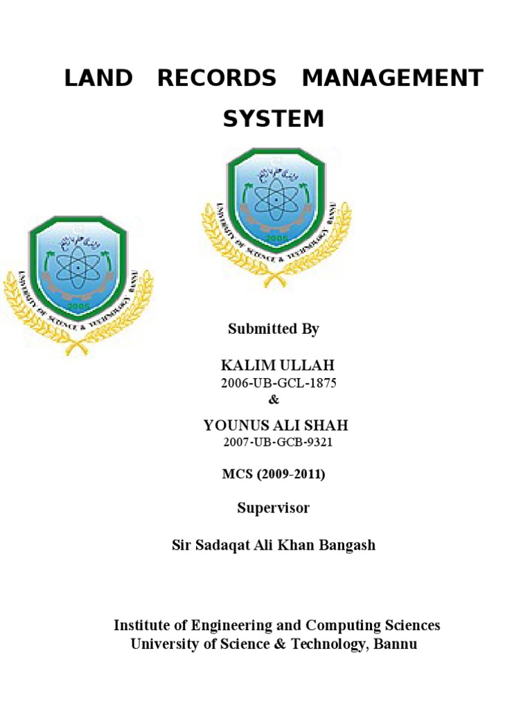 Land Records Management System: Submitted by Kalim Ullah | Download Free PDF | Database Design ...