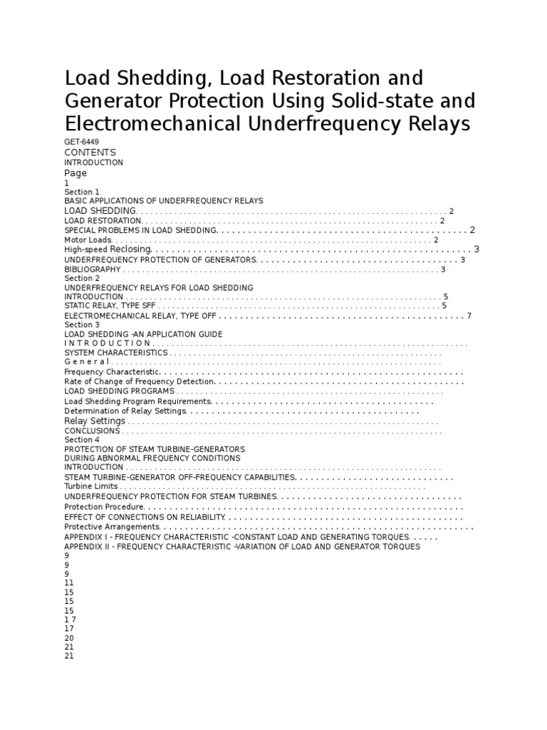 Load Shedding & Generator Protection Guide | PDF | Relay | Alternating ...