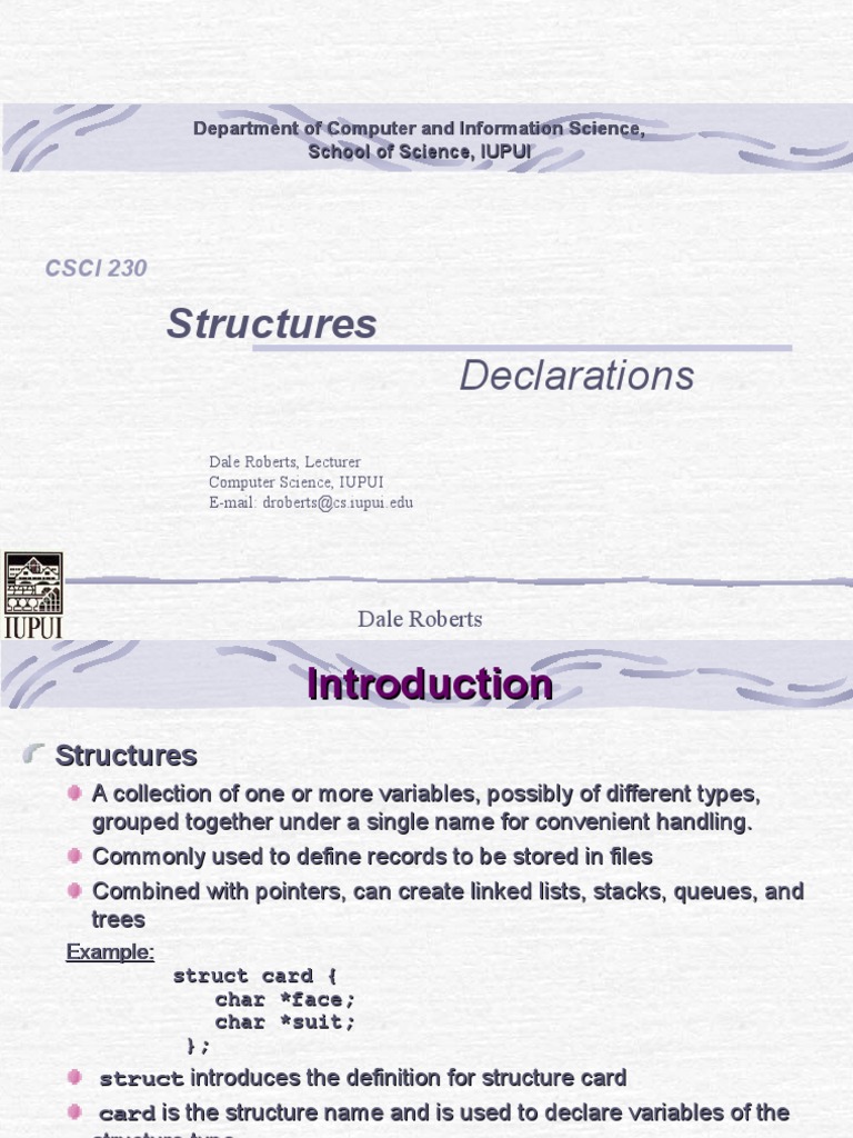 t15AStructuresDeclarations Pps | PDF | Software Engineering | Areas Of Computer Science