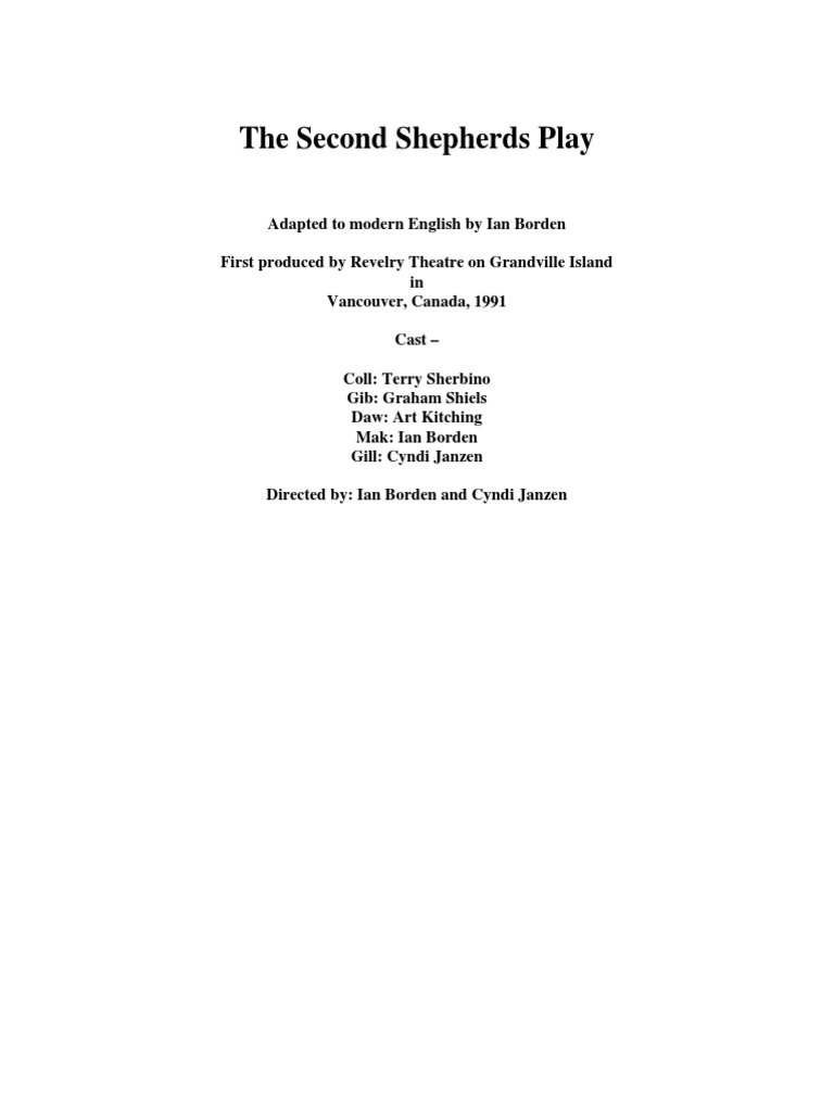 The Second Shepherds Play: Modern Adaptation | PDF | Religion And Belief