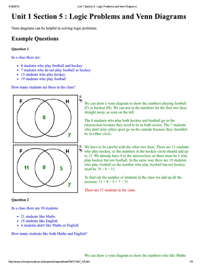 Venn Diagrams Exercise | PDF