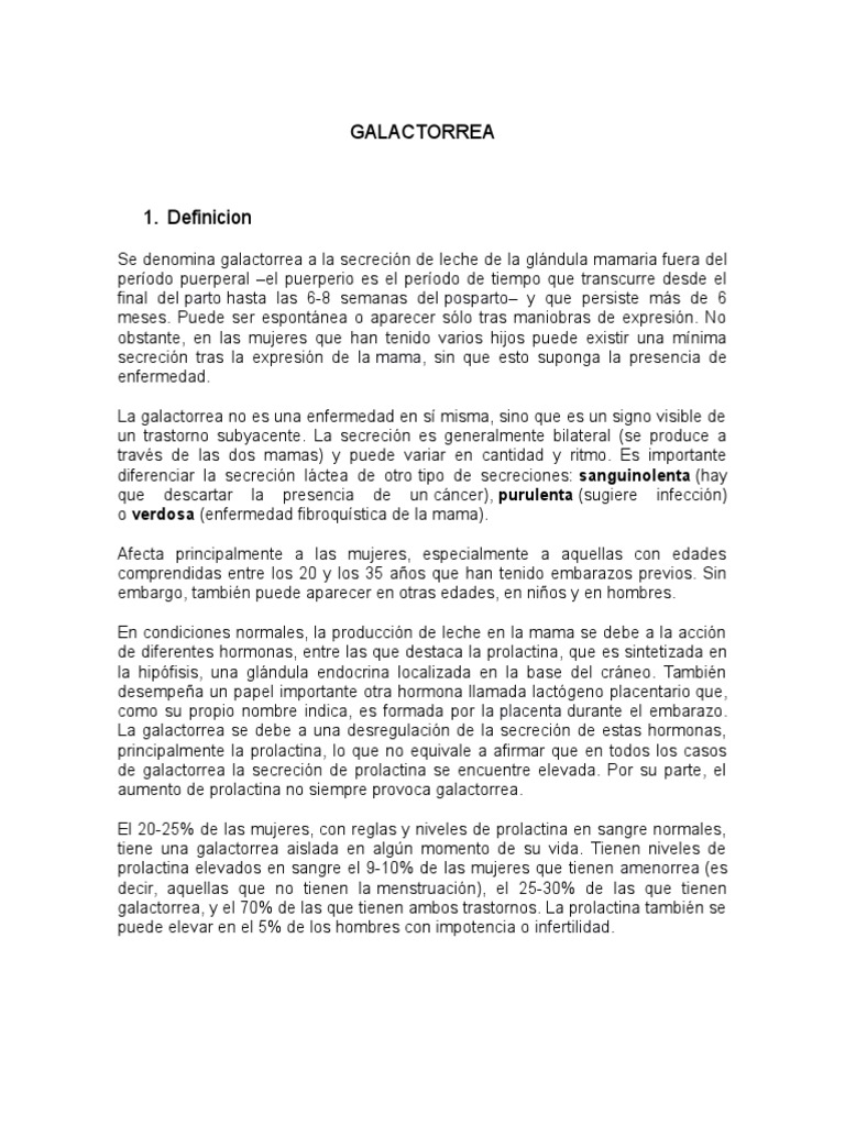 Galactorrea | PDF | Pecho | Hormona
