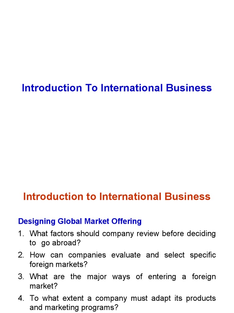 Chapter 1 Introduction To International Business | PDF | Brand | Exports