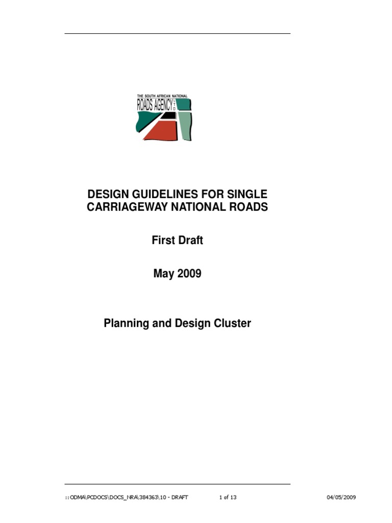 Policy Design Guideline Standards For Single Carriageway National Roads ...