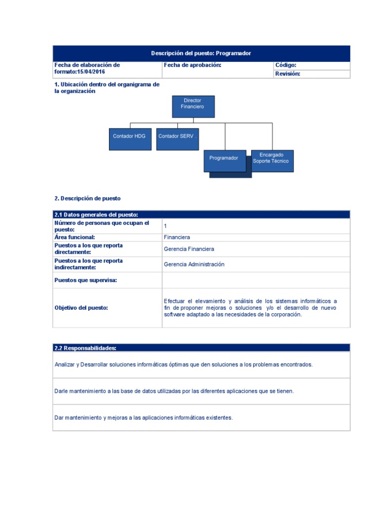 Descripción y Perfil de Programador | PDF | Software | Informática