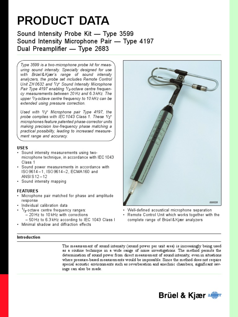 Product Data - Sound Intensity Probe Kit - Type 3599, Sound Intensity ...