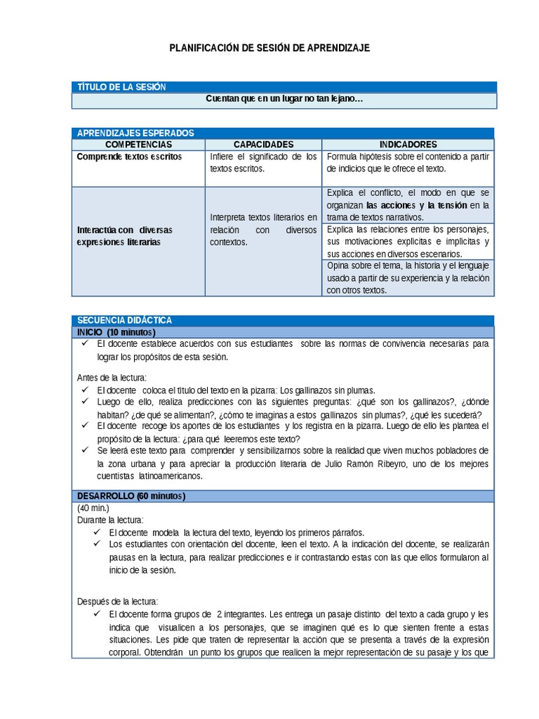 Sesión de Aprendizaje El Cuento | PDF | Cuentos | Lectura (proceso) Sesión de Aprendizaje El Cuento | PDF | Cuentos | Lectura (proceso)