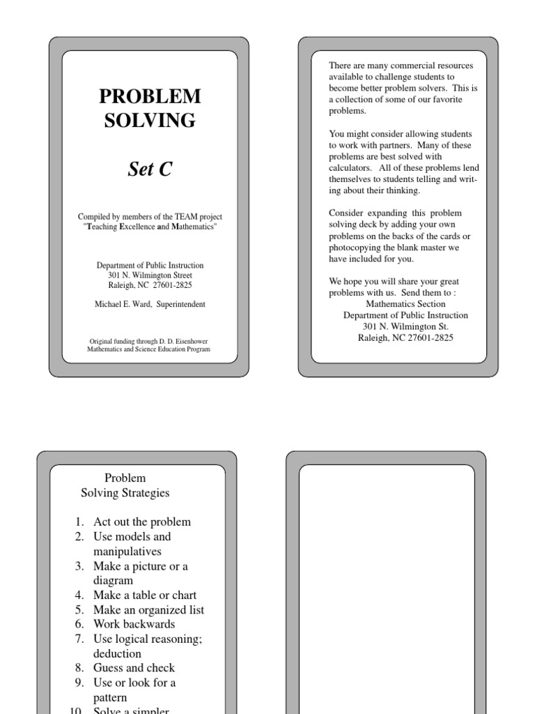 K Problem Solving Deck C | PDF | Penny (United States Coin) | Nickel ...