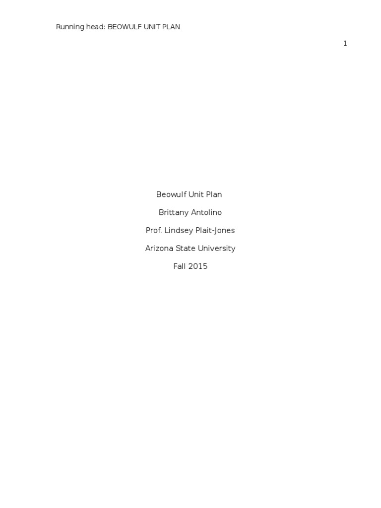 Beowulf Unit Plan | PDF | Beowulf | Communication