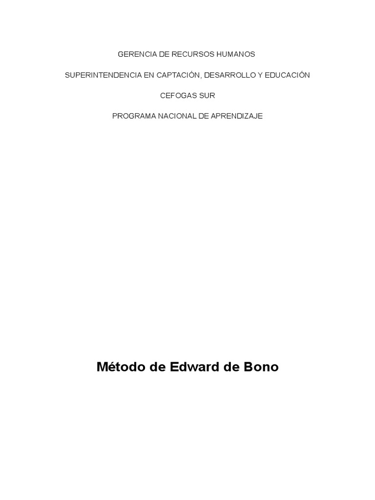 Metodo de Edward de Bono | PDF | Toma de decisiones | Método científico