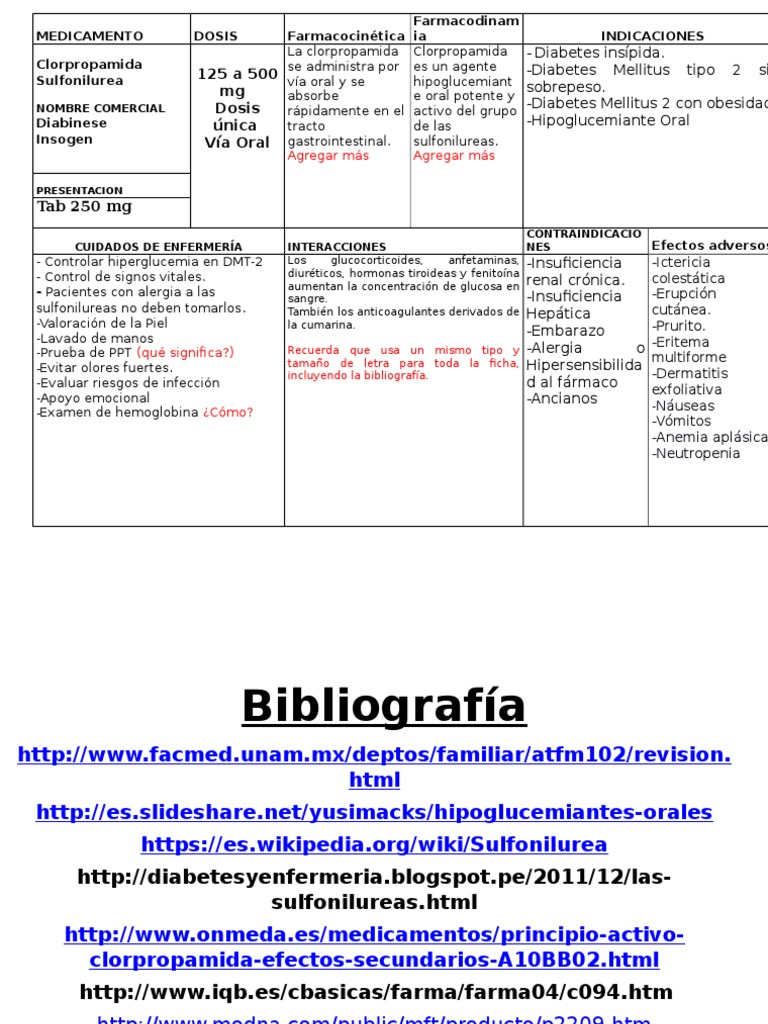 Clorpropamida: medicamento hipoglucemiante oral | PDF