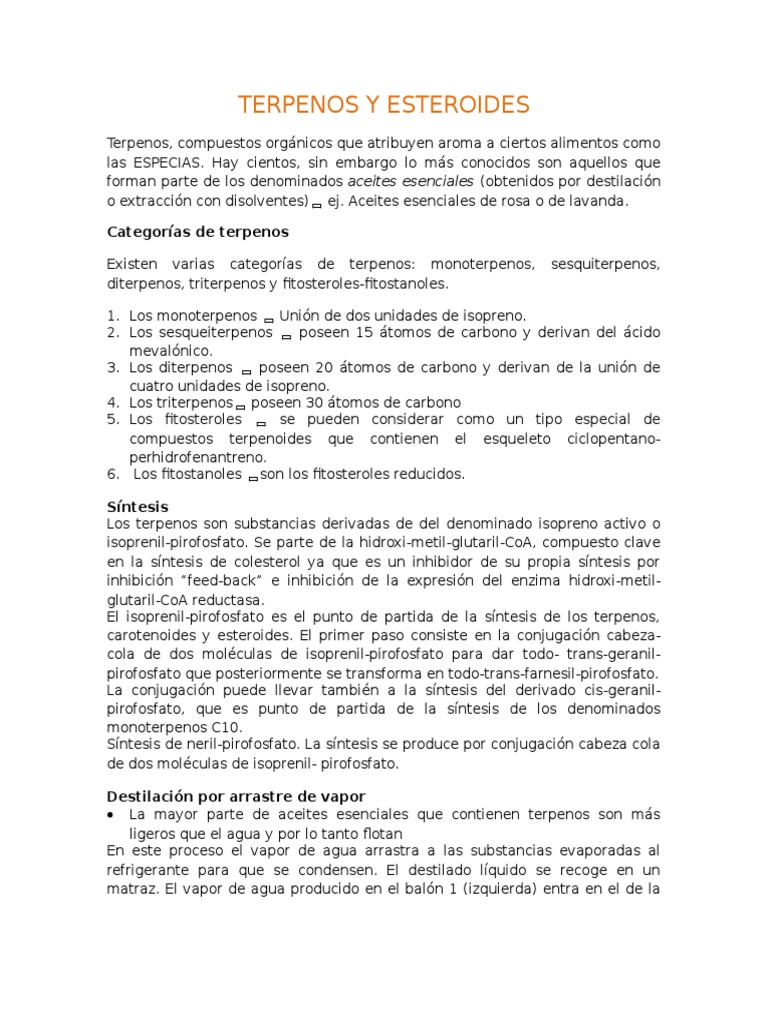 Introducción A Terpenos Y Esteroides Pdf Química Productos Quimicos