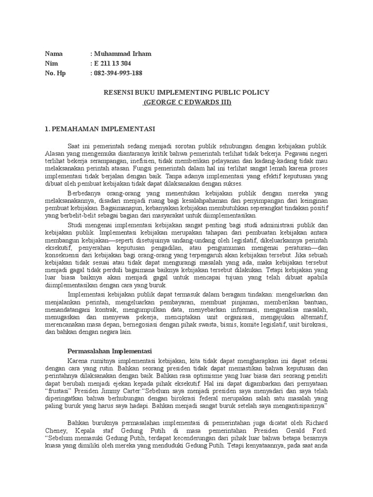 Implementasi Kebijakan-Teori George C. Edward | PDF