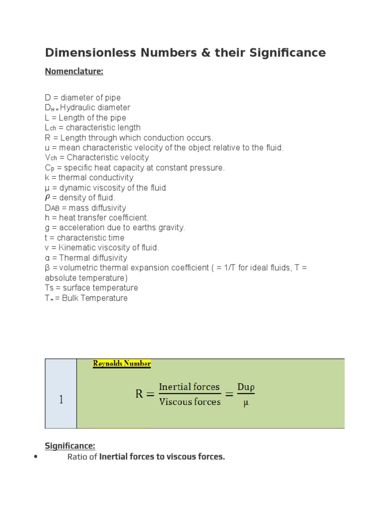 Dimensionless Numbers | PDF | Boundary Layer | Heat Transfer