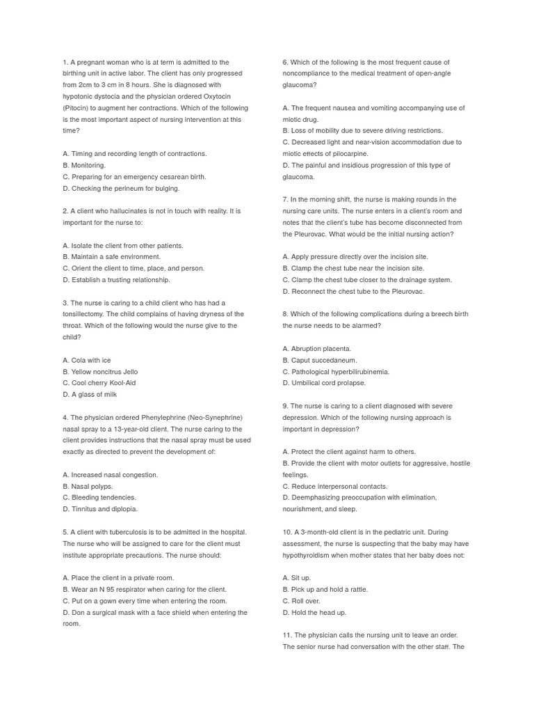 NLE Practice Exam With Answers | PDF | Pregnancy | Childbirth