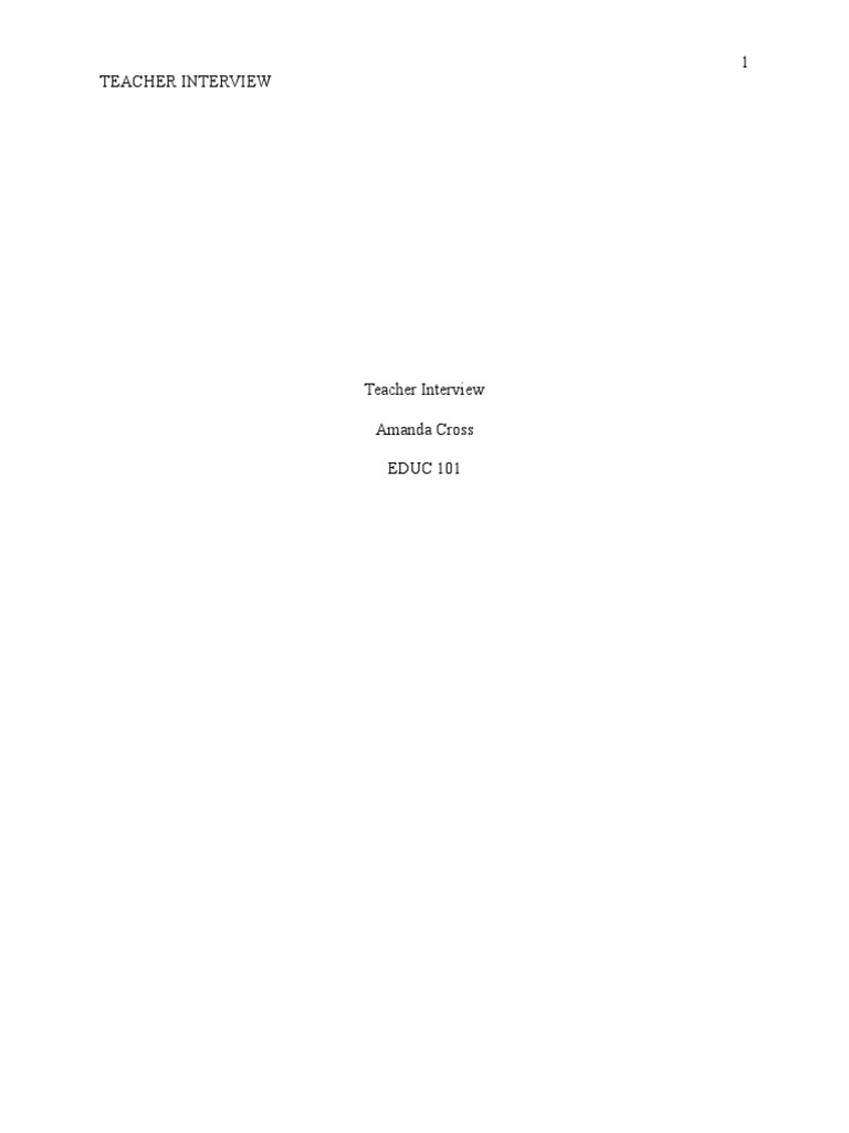 Teacher Interview Apa 1 | PDF | Classroom | Teachers