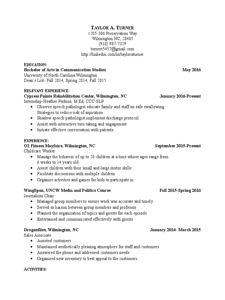 Com 400 Resume | PDF | Wellness
