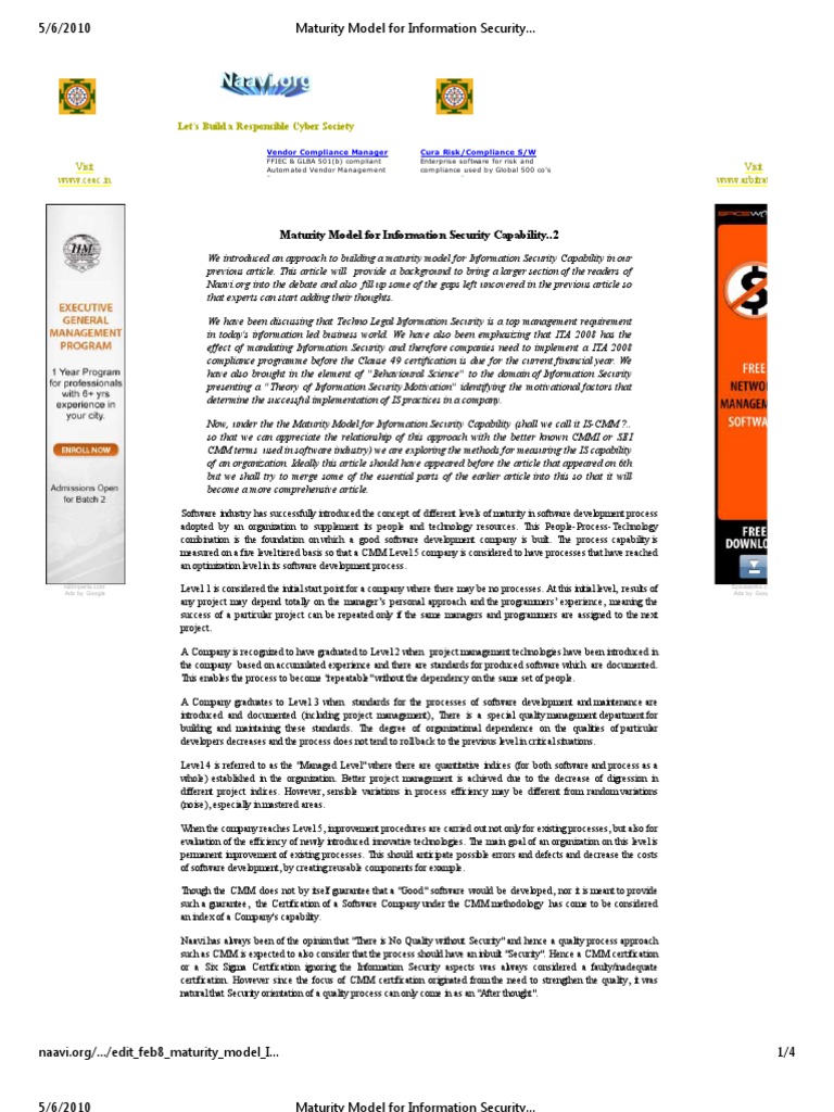 Maturity Model For Information Security Capability | PDF | Computer ...