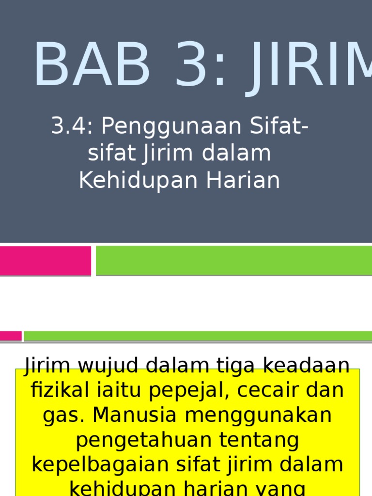 3.4 Penggunaan Sifat-Sifat Jirim Dalam Kehidupan Harian | PDF
