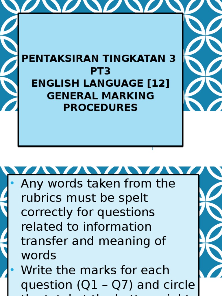 Presentation PT3 Marking Procedures | Download Free PDF | Rules ...