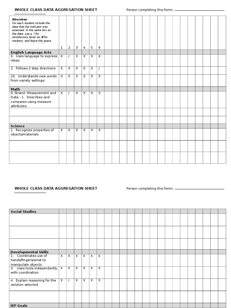 Whole Class Data Sheet Lesson 5 | PDF | Teaching Methods & Materials