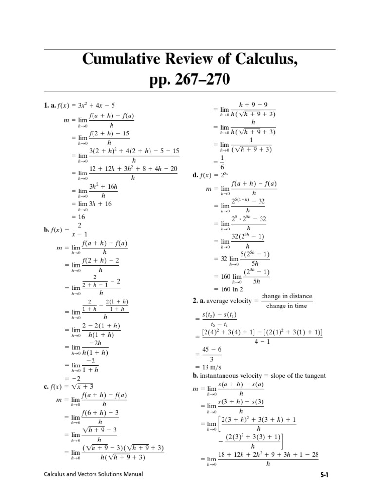 Calculus Cumulative Review | PDF | Asymptote | Acceleration
