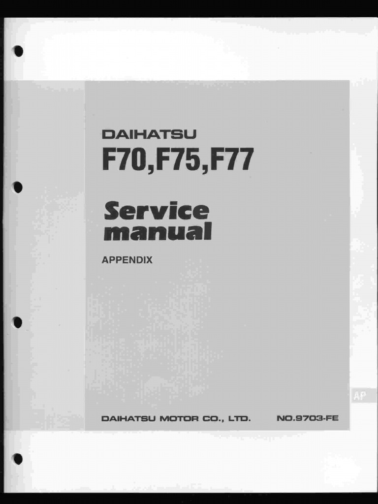 Daihatsu Taft F70 F75 F77 Appendix | PDF