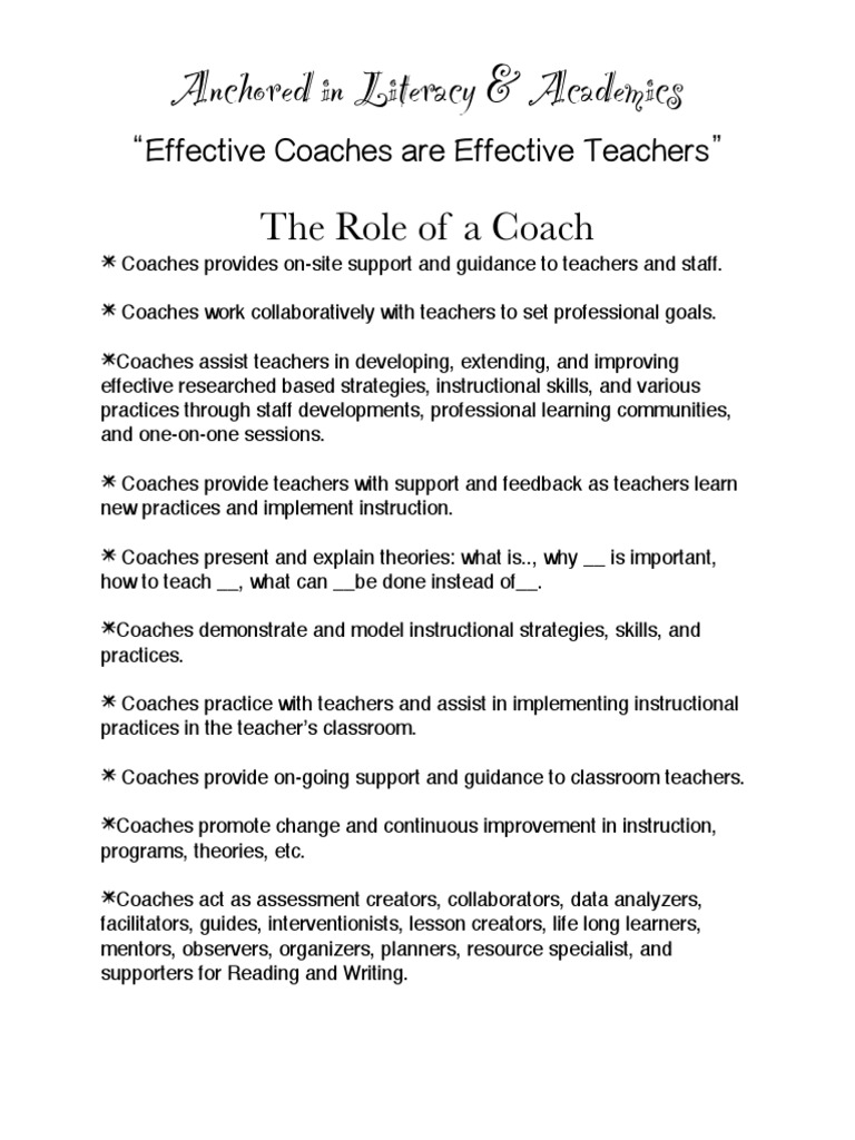 Role of A Coach | PDF | Career & Growth