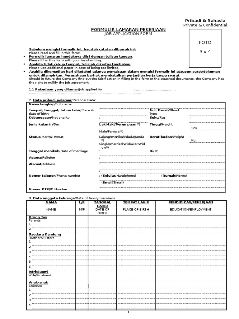 Form Isian Data Kandidat | PDF | Karier & Perkembangan