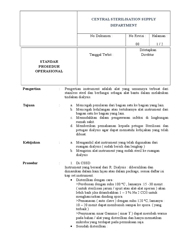 Sop CSSD | PDF | Sains & Matematika