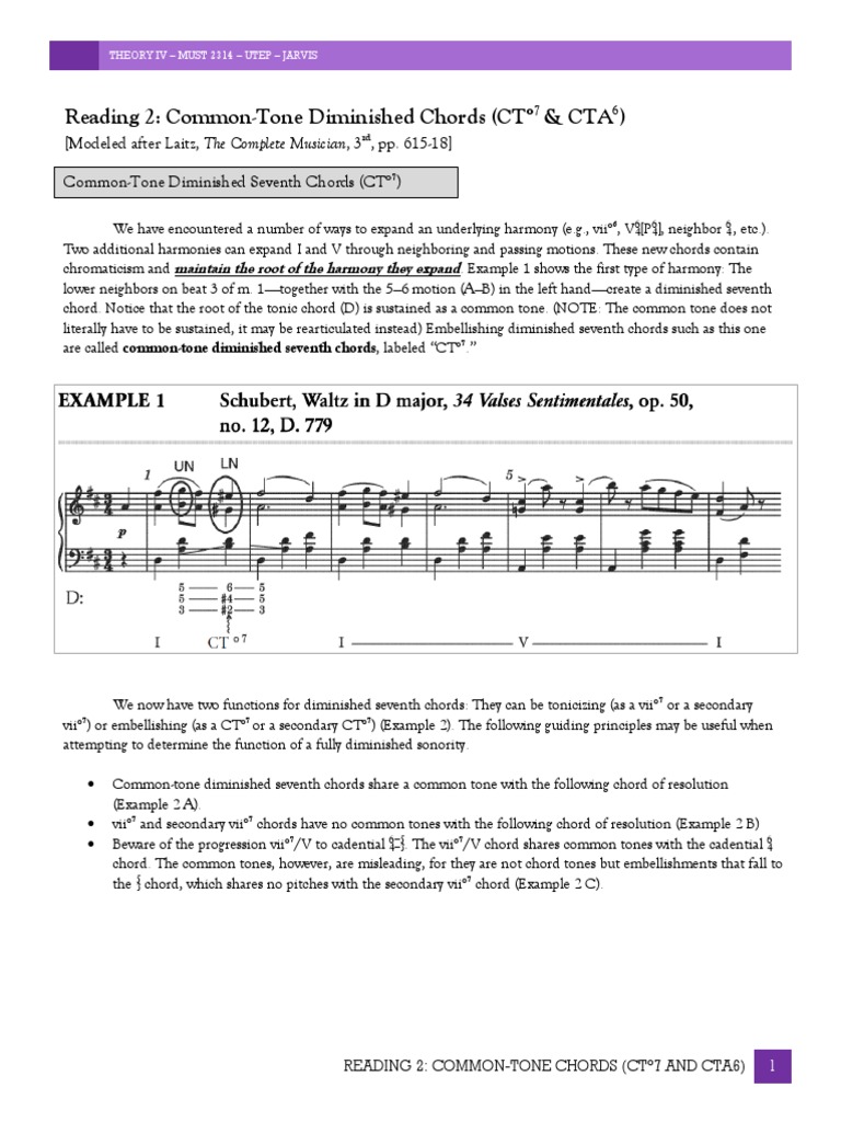 Laitz-CommonToneChords CTdim7 and CTaug6 | PDF | Chord (Music) | Harmony