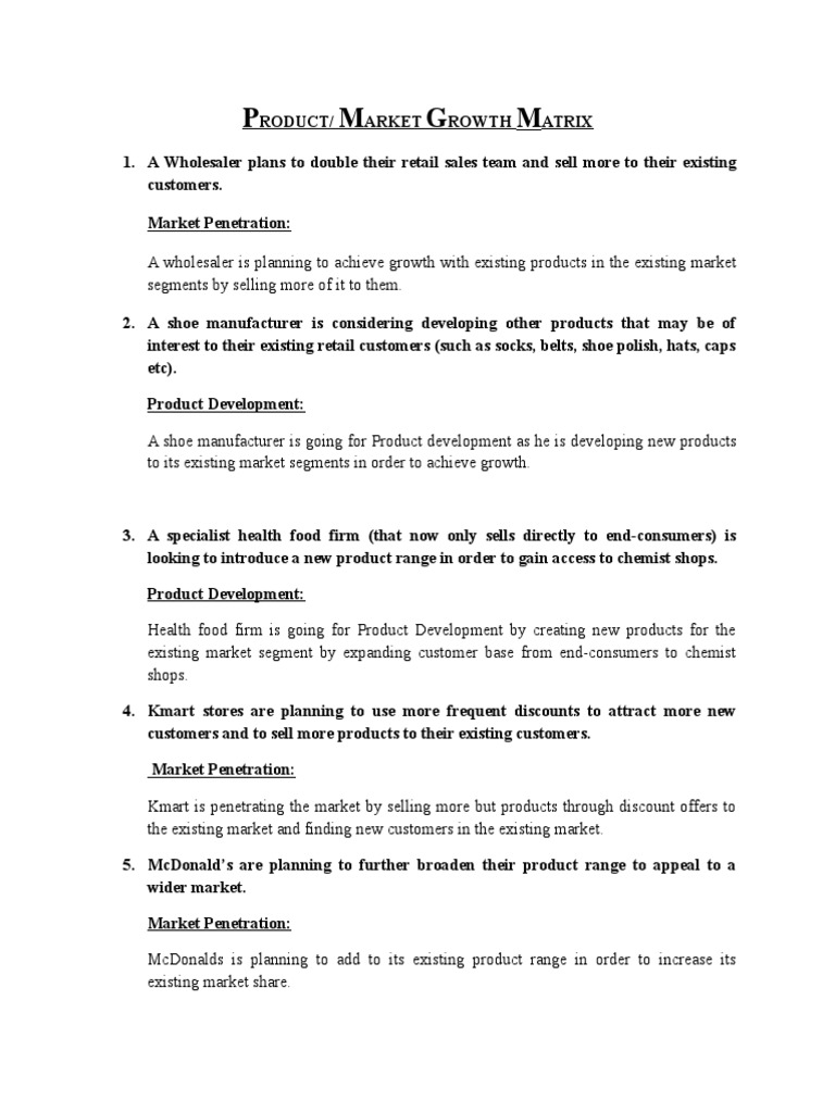 Ansoff Matrix | PDF | Strategic Management | Sales