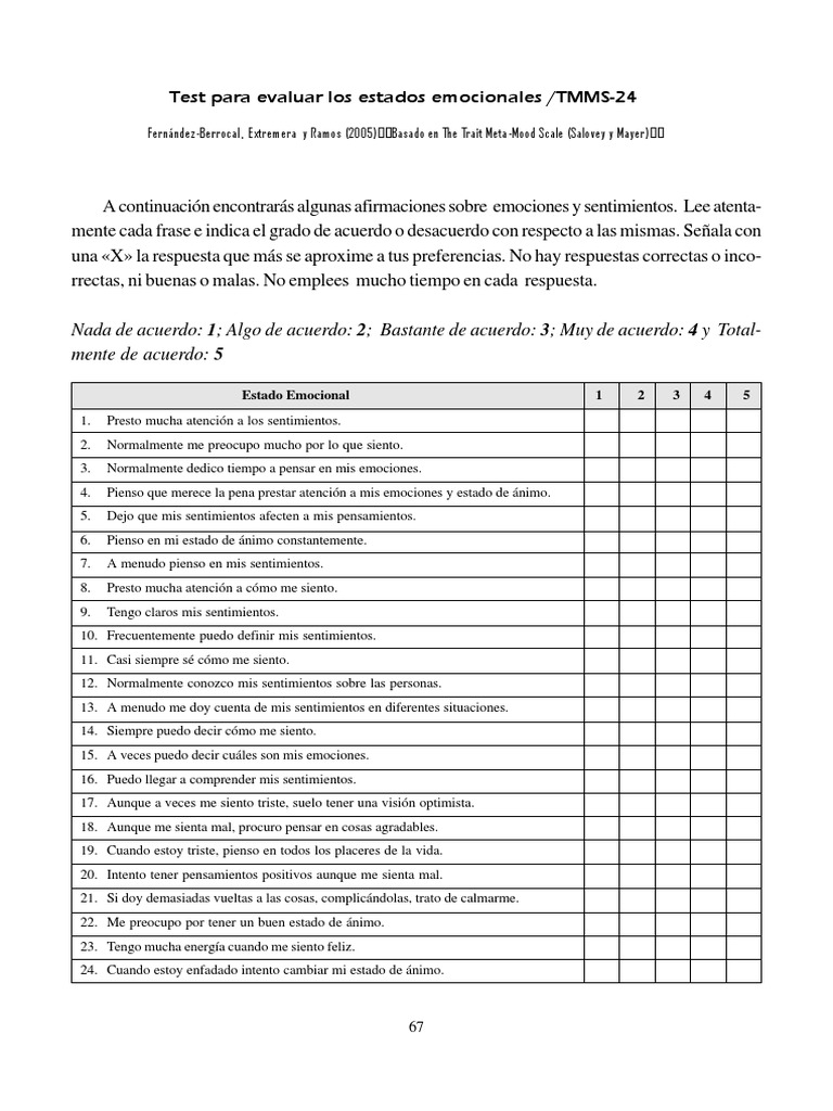 TMMS 24 | PDF | Estado de ánimo (psicología) | Salud mental
