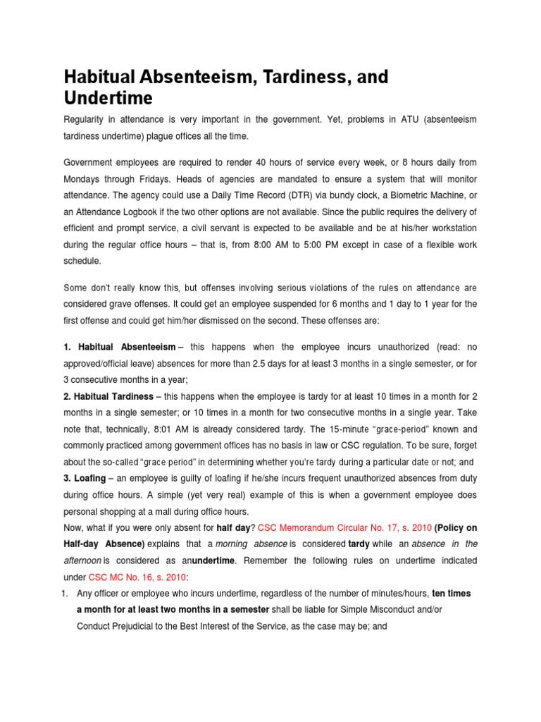 Habitual Absenteeism | Common Law | Virtue