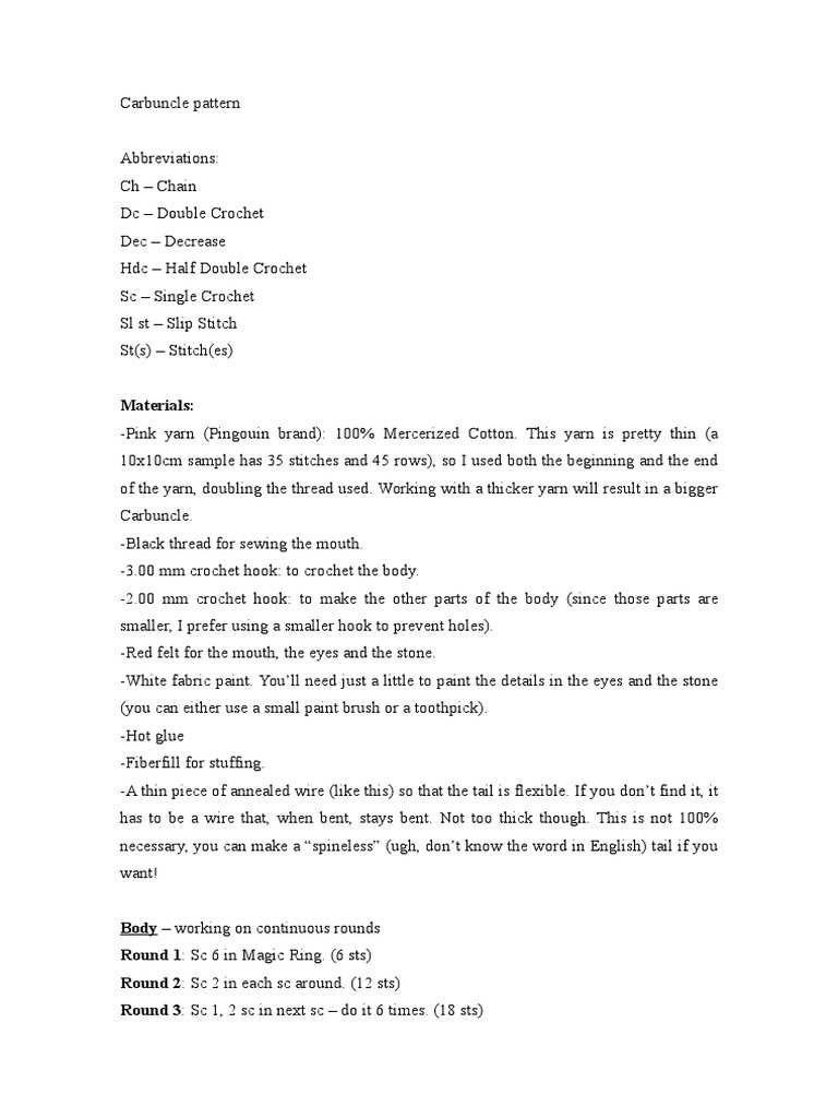 Carbuncle Pattern | Download Free PDF | Crochet | Clothing Industry