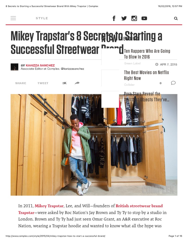 Mikey Trapstar's 8 Secrets to Starting a Successful Streetwear Brand ...
