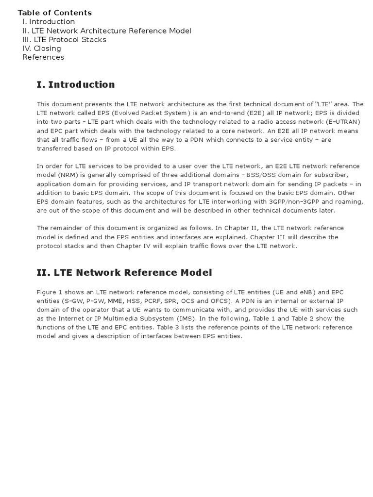 LTE Network Reference Model..!!!! | PDF | Internet Protocols ...