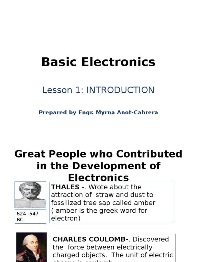 Basic Electronics - PPT - Lesson 1 | PDF | Electricity | Resistor