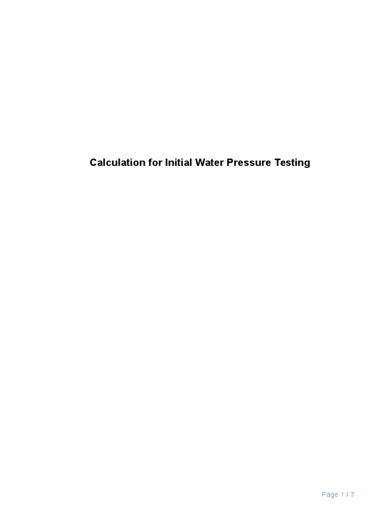 Calculation For Water Pressure Testing | PDF | Pipe (Fluid Conveyance ...