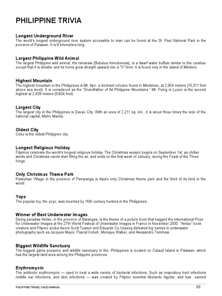Philippine Trivia | PDF | Nature