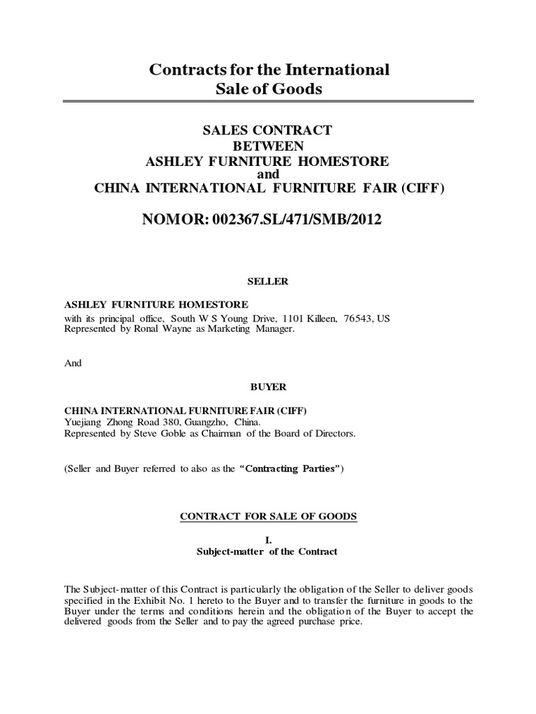 International Sales Contract | PDF | Arbitral Tribunal | Arbitration