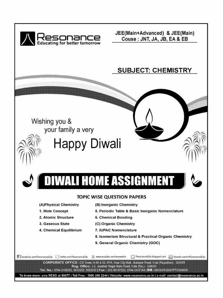 Resonance Diwali Assignment | PDF