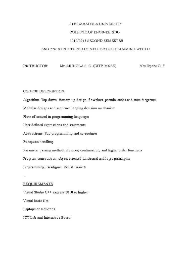 Structured Programming With C Language | PDF | Assembly Language | Data Type
